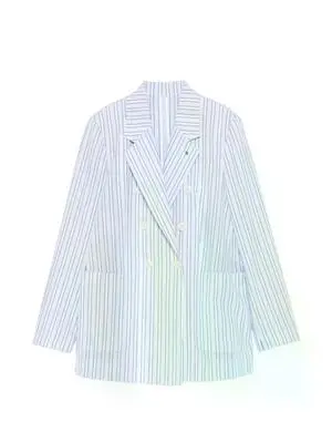 MANUEL RITZ Striped Double-breasted Jacket - Blue