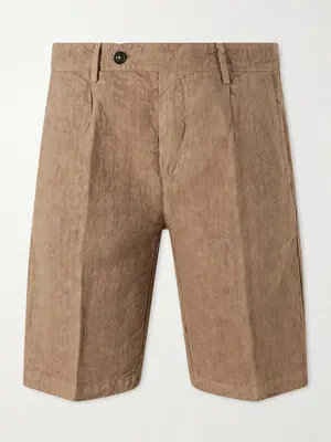 Massimo Alba Alaccia Straight-leg Pleated Linen Shorts