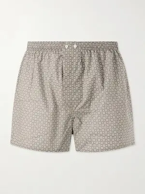 Derek Rose Ledbury 96 Printed Cotton Boxer Shorts - Brown
