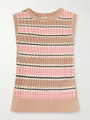 Varley Deeley Striped Crochet Cotton Vest - Multi