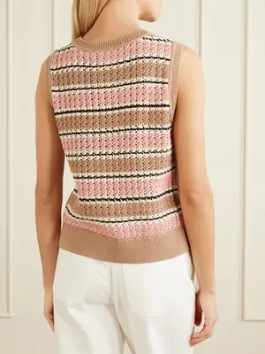 Varley Deeley Striped Crochet Cotton Vest - Multi