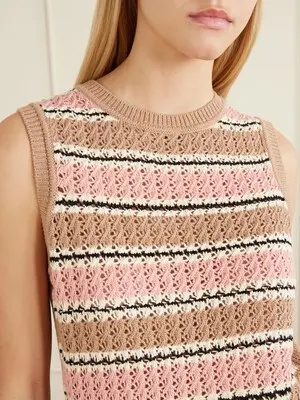 Varley Deeley Striped Crochet Cotton Vest - Multi