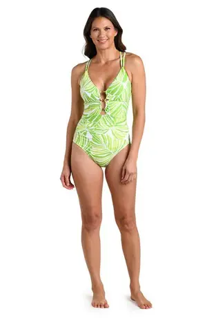 La Blanca Serene Palm Strappy Underwire One-piece Swimsuit