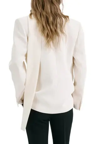 Mango Collarless Tie Waist Jacket With Scarf