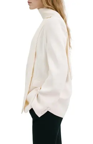 Mango Collarless Tie Waist Jacket With Scarf
