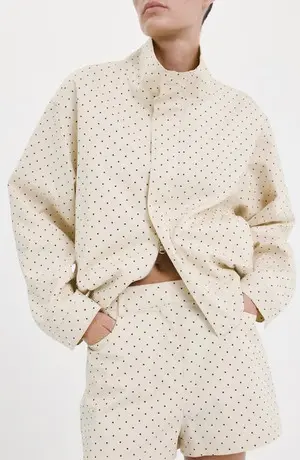 Mango Dots Cotton Jacket - Ecru