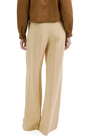 Mango Pleated Wide-leg Trousers - Mustard