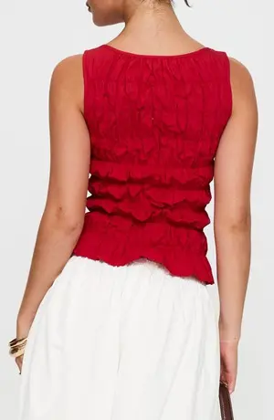 Princess Polly Marleene Smocked Tank - Red