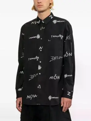 Comme Des Garçons Text-print Shirt - Black
