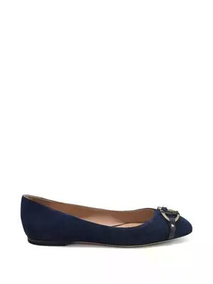 Valentino Garavani Navy Suede Logo Ballerinas