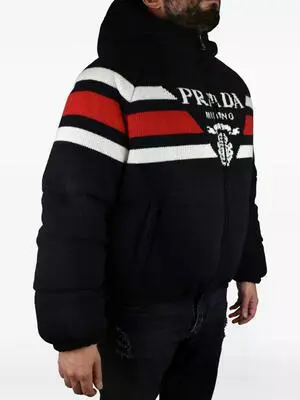 Prada Padded Zip Jacket With Logo Embellishment