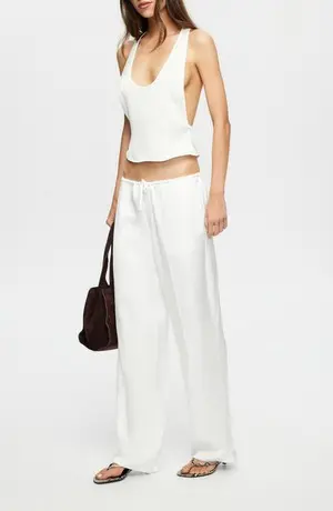 Lioness Satin Drawstring Pants - Pearl
