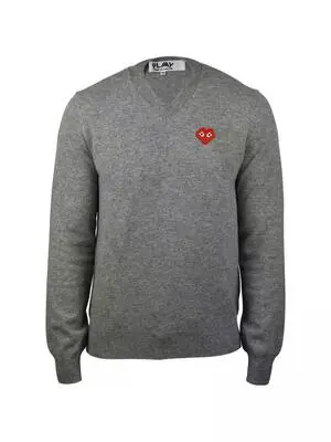 Comme Des Garçons V-neck Sweater With Heart Embellishment