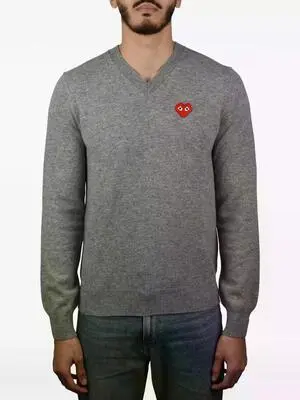 Comme Des Garçons V-neck Sweater With Heart Embellishment