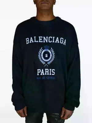 Balenciaga Logo-print Ribbed Crewneck Sweatshirt