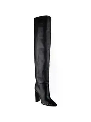Saint Laurent Pointed Toe Leather Boots With Stud Embellishment