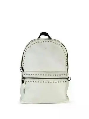 JIMMY CHOO Metallic Star Embellished Leather Backpack - White