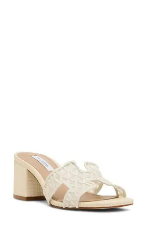 Steve Madden Hydie Block Heel Sandal - Bone Raffia