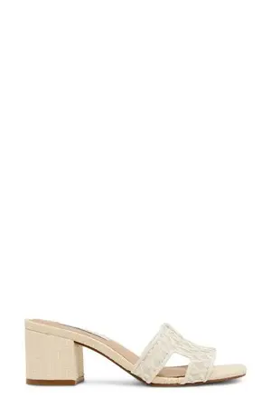 Steve Madden Hydie Block Heel Sandal - Bone Raffia