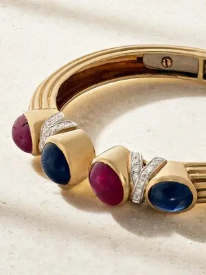 ELEUTERI David Webb Vintage 18-karat Gold, Platinum, Ruby, Sapphire, And Diamond Bangle