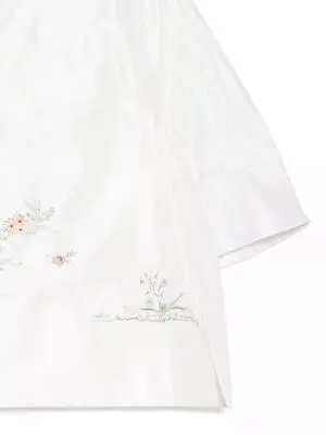 Shiatzy Chen Embroidered Silk Satin Top - White