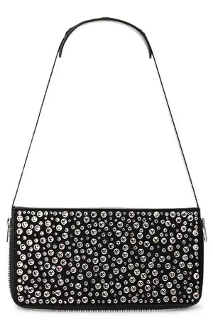 Alexander Wang Siren Pochette Crystal Embellished Shoulder Bag - Black