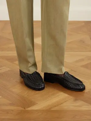 Bottega Veneta Silenzio Intrecciato Leather Loafers - Black