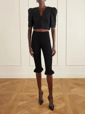 Carolina Herrera Cropped Crystal-embellished Wool-blend Jacket