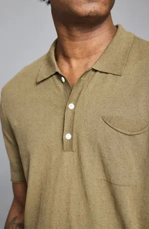 Billy Reid Cotton & Linen Blend Polo - Olive