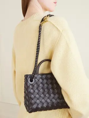 Bottega Veneta Mini Andiamo Intrecciato Leather Tote - Brown