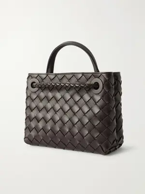 Bottega Veneta Mini Andiamo Intrecciato Leather Tote - Brown