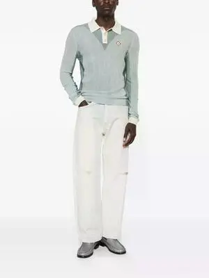 Casablanca Ribbed-knit Logo-patch Polo Shirt