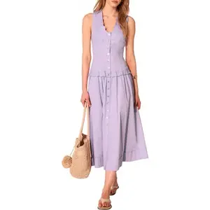 Mint Velvet Ramie Drop Waist Maxi Dress - Lilac