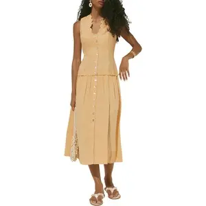 Mint Velvet Ramie Drop Waist Maxi Dress - Yellow