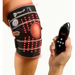 LIFEPRO Biorecover Knee Massager With Heat & Red Light Therapy For Knee Brace Infrared Therapy Device - Grey