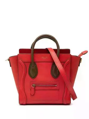 Celine 2014 Nano Bicolor Leather Luggage Tote Satchel - Brown