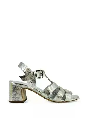 MADISON MAISON Metallic Leather Gladiator Heeled Sandals - Silver