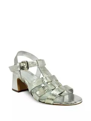 MADISON MAISON Metallic Leather Gladiator Heeled Sandals - Silver