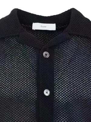 DUNST Crochet-knit Open-collar Shirt - Black