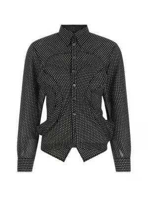 Junya Watanabe Polka-dot Asymmetric Hem Shirt - Black