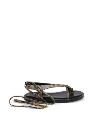 POEVE Flavia Snakeskin-effect Sandals - Neutrals