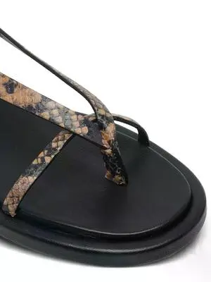POEVE Flavia Snakeskin-effect Sandals - Neutrals
