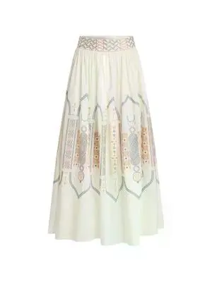EMPORIO SIRENUSE Embroidered Maxi Skirt - Neutrals