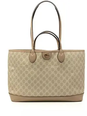 Gucci Medium Gg Supreme Ophidia Tote - Neutrals
