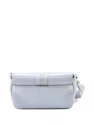 Prada Buckle Pocket Spazzolato Leather And Tessuto Crossbody Bag - Blue