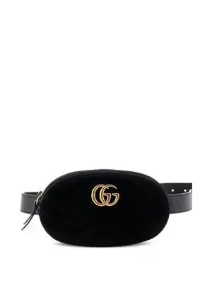 Gucci Gg Marmont Matelasse Velvet Belt Bag - Black