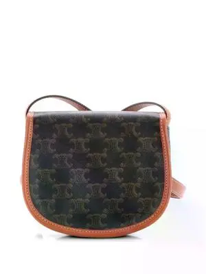 Celine Besace Flap Bag Triomphe Coated Canvas Mini - Brown