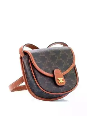 Celine Besace Flap Bag Triomphe Coated Canvas Mini - Brown
