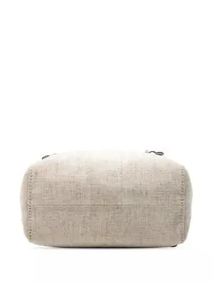 Prada 2010-2026 Canvas Logo Stripe Shopper Tote Bag