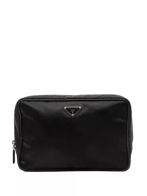 Prada Saffiano Trimmed Tessuto Clutch Bag